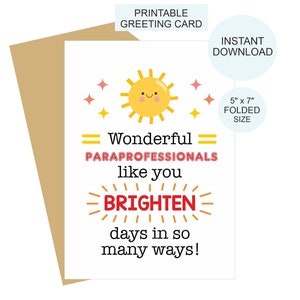 Printable Paraprofessional Card / Card for Paraprofessional / PDF ...