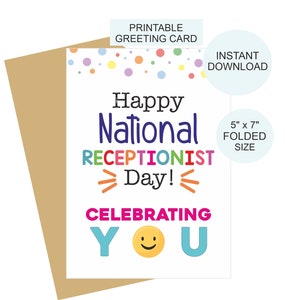 Receptionist Day Card Printable / Receptionist Card / Receptionists Day ...