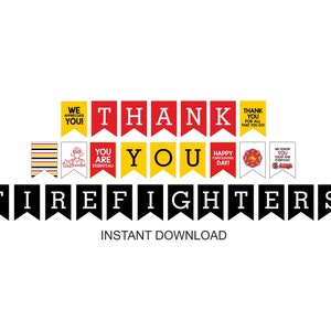 Firefighter Thank You Banner Printable / Thank You Firefighters Banner ...