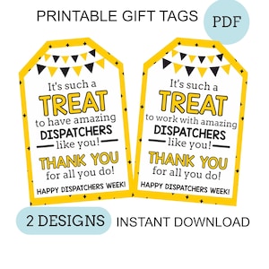 Dispatcher Week Gift Tags Printable / Dispatchers Week Gifts ...
