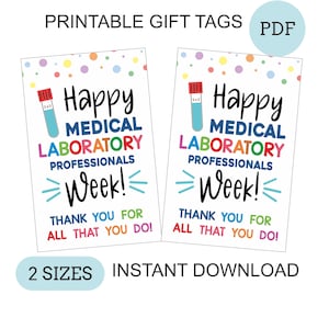 Medical Laboratory Professionals Week Gift Tags Printable / Laboratory ...