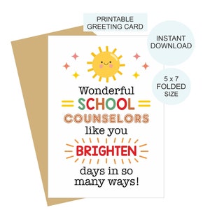 School Counseling Card Printable / School Counselor Card / School ...