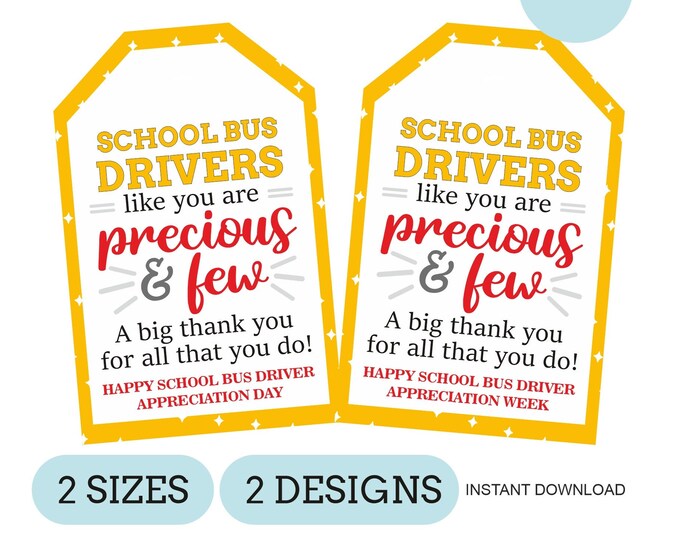 School Bus Driver Thank You Tag Digital File You Print Bus Driver ...