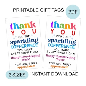 Housekeeping Week Tags Printable / Housekeeping Appreciation Week Ideas ...