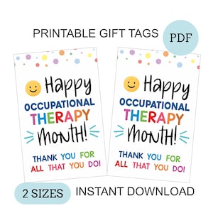 OT Month Gift Tags Printable / Occupational Therapy Month Tags ...