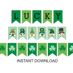 Printable St. Patrick's Day Gnome Banner / Gnome Garland / Lucky Banner ...