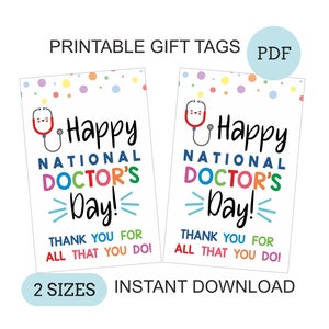 Doctor's Day Gift Tags Printable / Doctor Day Gift Tags / Doctor's Day ...