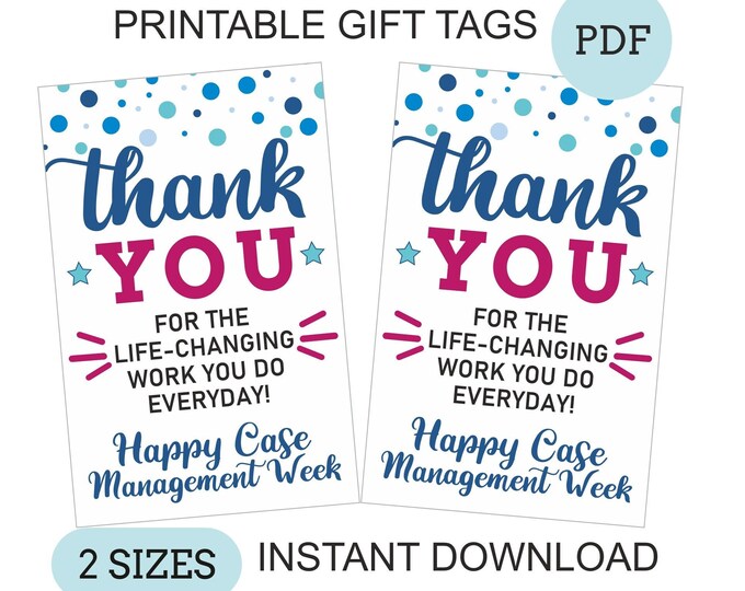 Case Management Week Tag Printable / Case Management Week Thank You ...