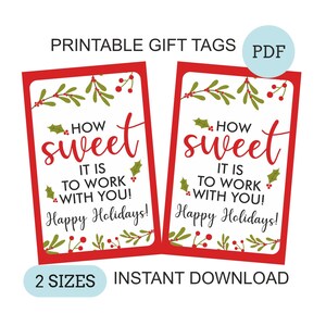 Holiday Treat Tags Printable / Happy Holidays Coworker Treat Tag / How ...