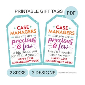 Case Manager Gift Tag Printable / Case Management Week Appreciation Tag ...