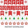 Printable Merry Christmas Banner Featuring Red and Green Christmas ...