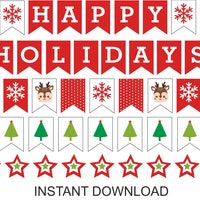 Printable Merry Christmas Banner Featuring Red and Green Christmas ...