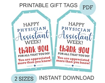 Physician Assistant Appreciation Printable Gift Tags - Etsy