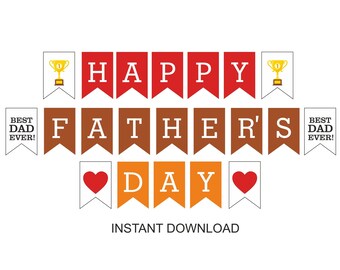Happy Father's Day Banner Printable / Father's Day | Etsy