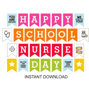 School Nurse Day Banner Printable / School Nurse Gift / School Nurse ...