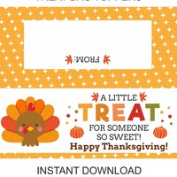 Thanksgiving Treat Bag Topper, Printable Snack Bag Treat Label, Gift ...