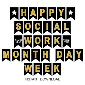 3 Banners - Social Work Month Banner Printable / Social Work Week ...