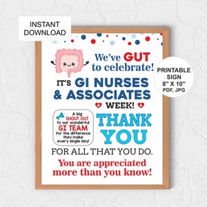 GI Nurses Week Sign Printable / GI Nurses and Associates Week Poster ...