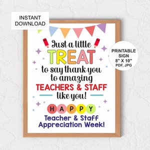 Teacher and Staff Appreciation Week Treat Sign Printable / Teachers and ...