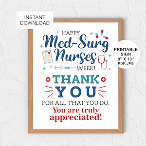 Med-surg Nurses Week Poster Printable / Med Surg Nurse Week Sign ...