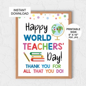 World Teachers' Day Sign Printable / World Teacher Day Sign / World ...