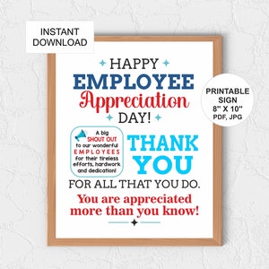 Employee Appreciation Day Sign Printable / Employee Appreciation Day ...