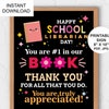 School Librarian Day Gift, Printable School Librarian Day Card, Thank ...