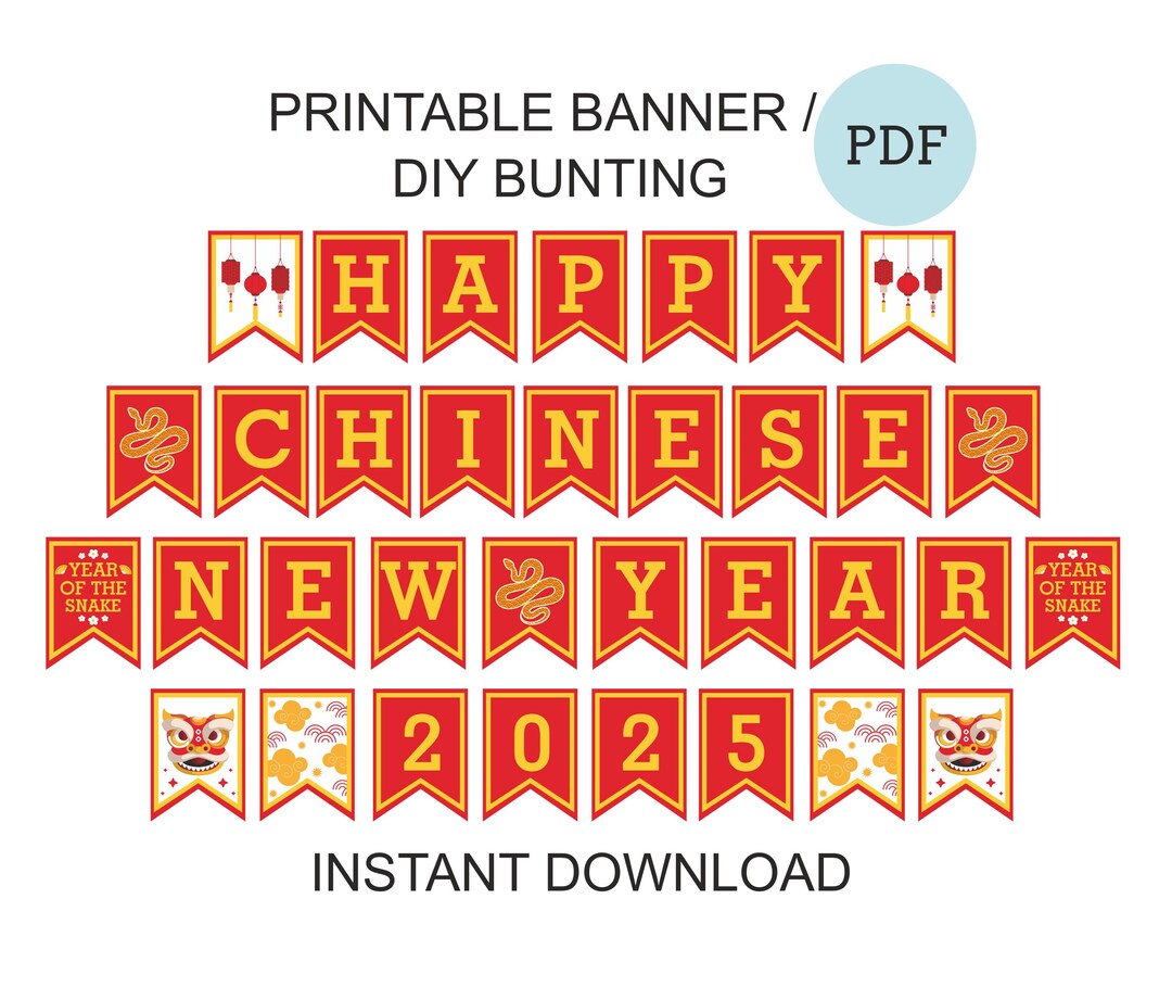 Chinese New Year Banner Printable / Chinese New Year 2025 Banner ...
