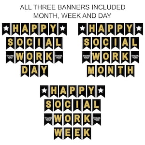 3 Banners - Social Work Month Banner Printable / Social Work Week ...