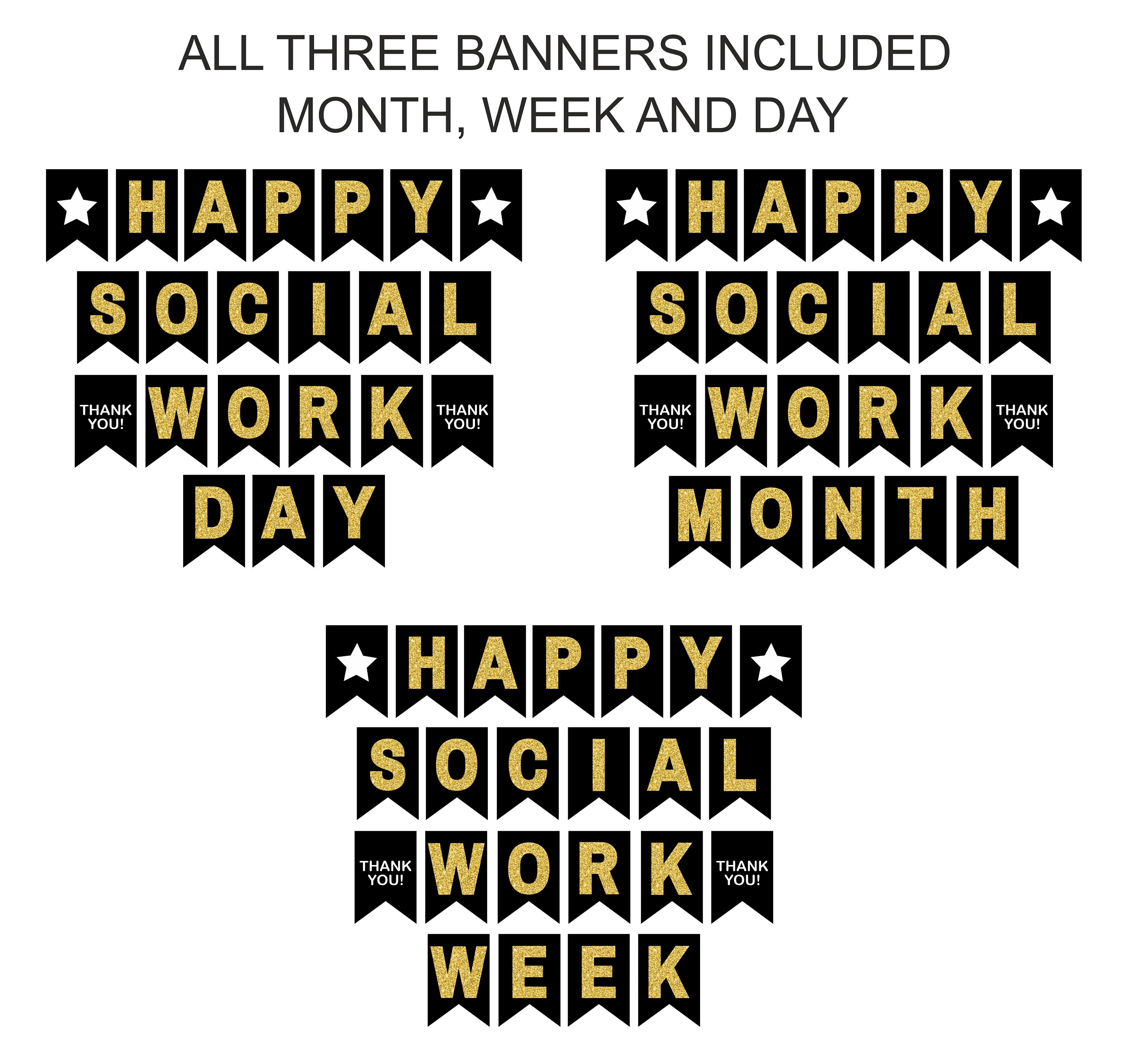 3 Banners - Social Work Month Banner Printable / Social Work Week ...