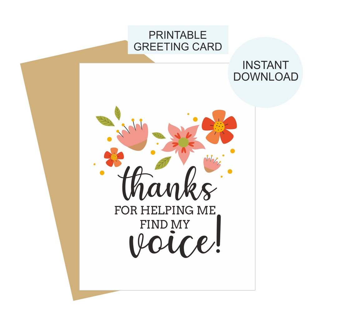 Speech Therapist Thank You Card Printable / Speech Therapist Card ...