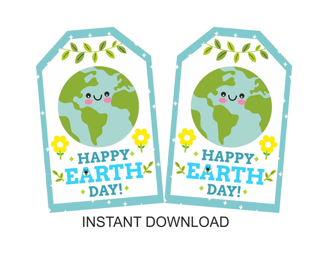Earth Day Gift Tag Printable / Printable Happy Earth Day Tags - Etsy