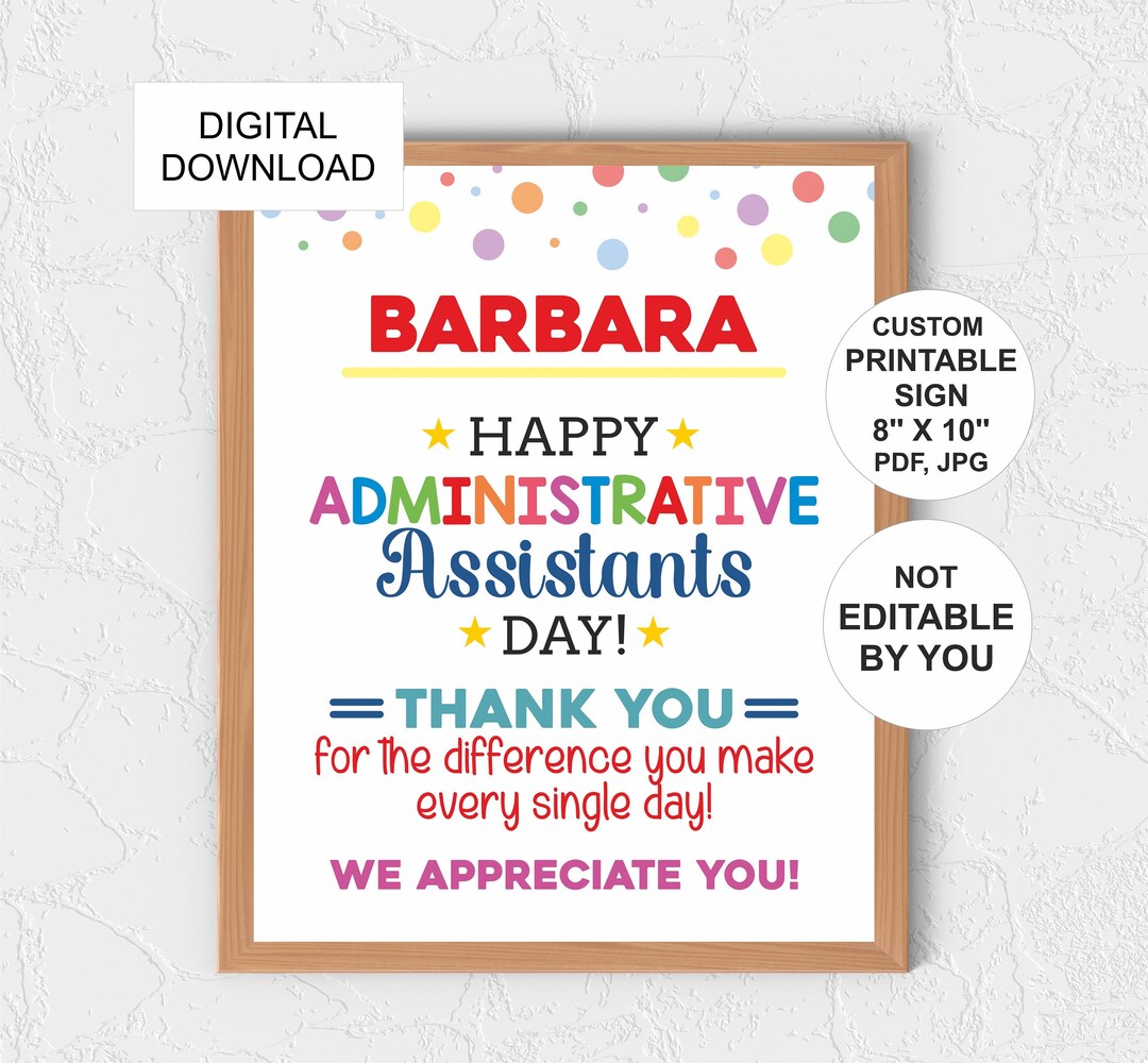 Personalised Administrative Assistants Day Sign Printable ...