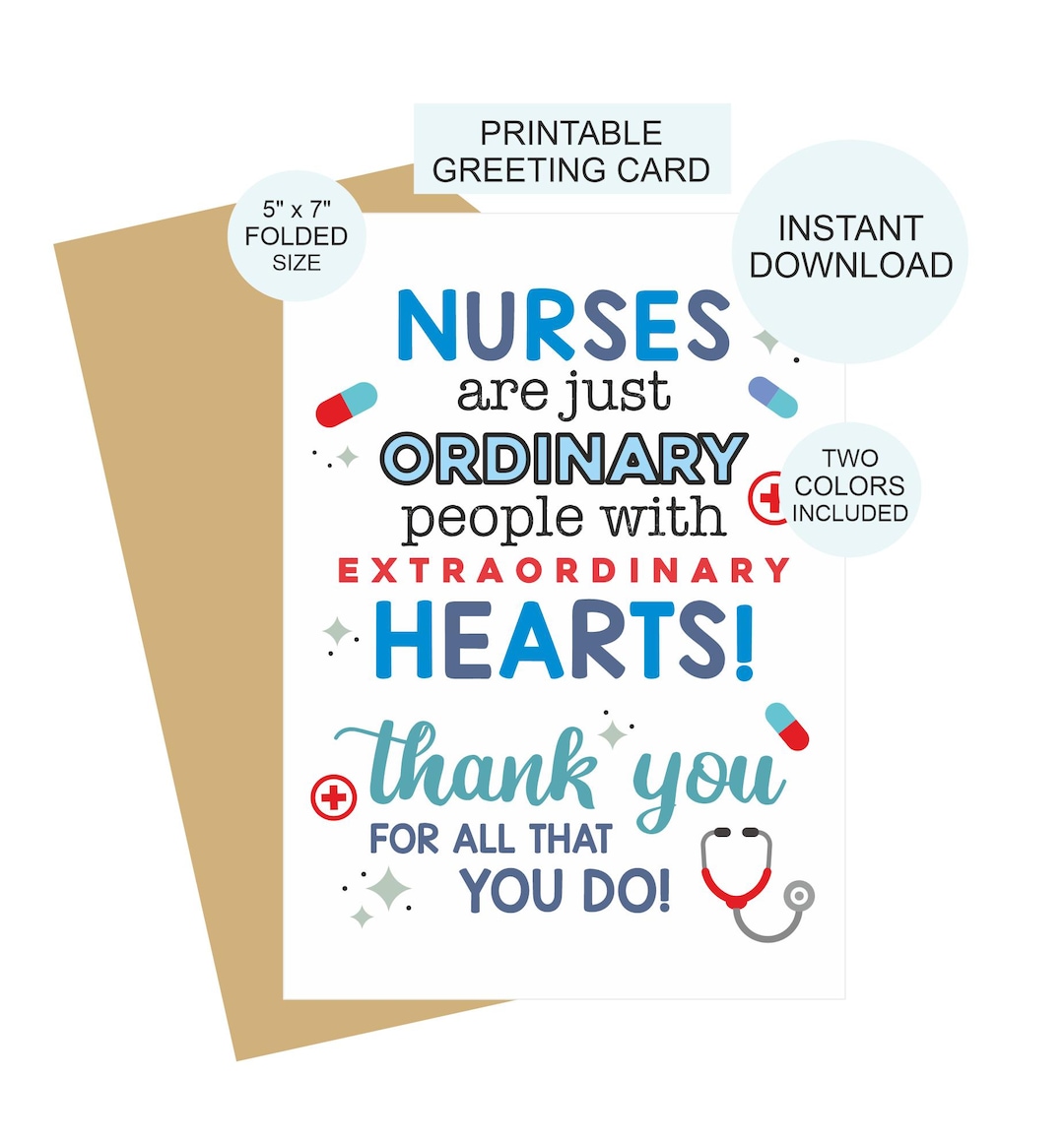 Nurse Card Printable / Nurse Thank You Card / Nurses Week Card / Nurse ...