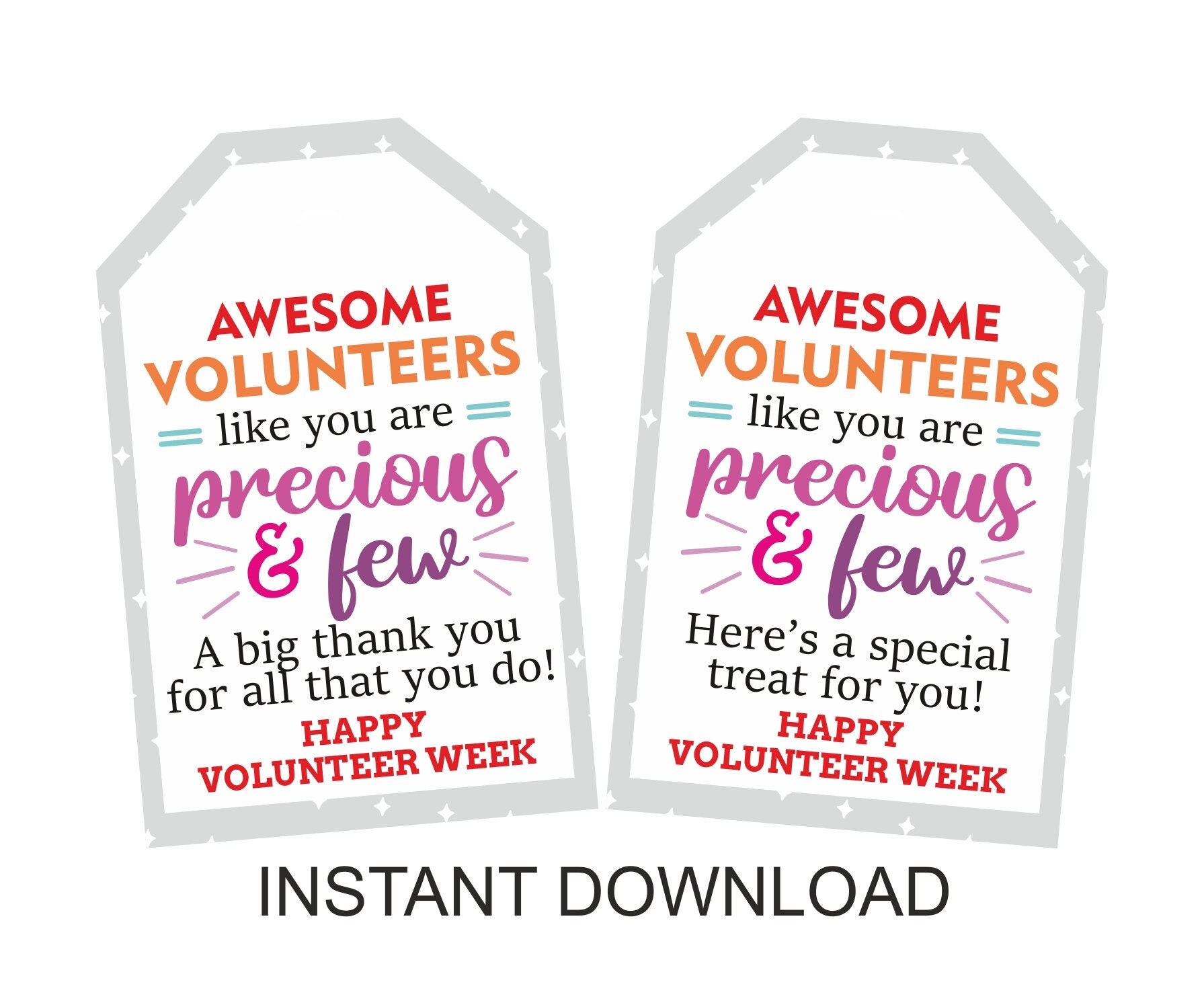 Volunteer Week Treat Tag Printable / Volunteer Thank You Gift - Etsy ...