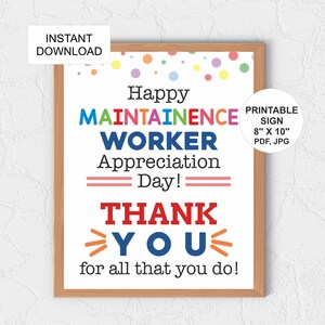 Maintainence Worker Day Sign Printable / Maintainence Worker ...