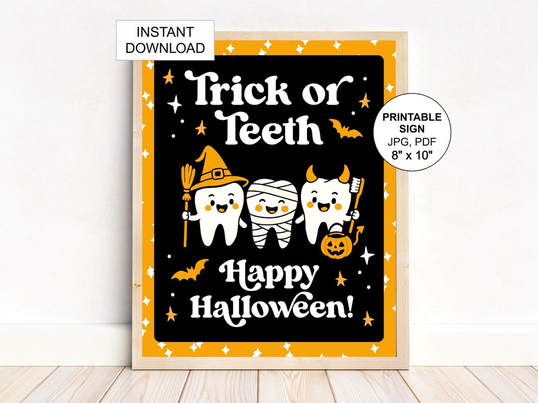 Dental Halloween Sign Printable / Halloween Dental Poster / Halloween ...