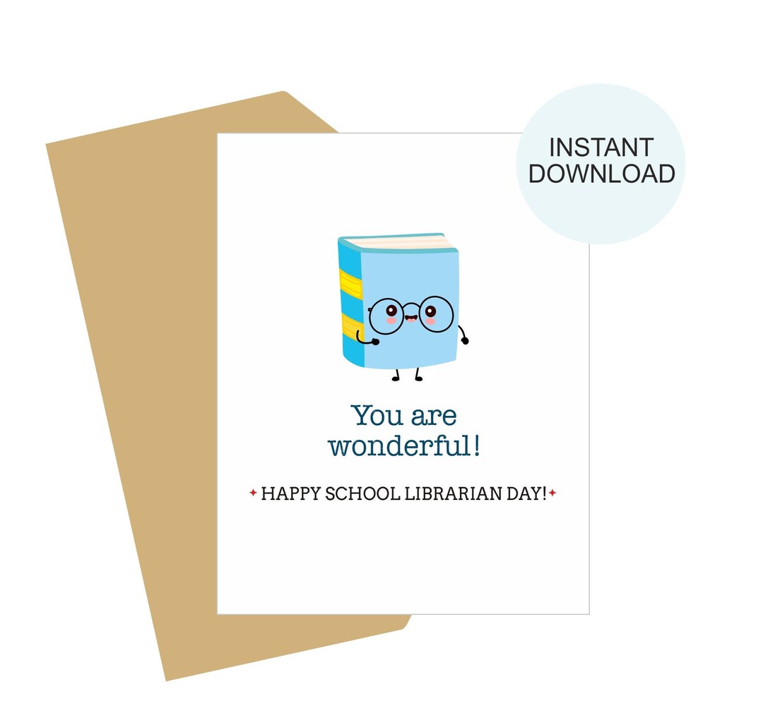 School Librarian Day Card Printable / School Librarian Card / School ...
