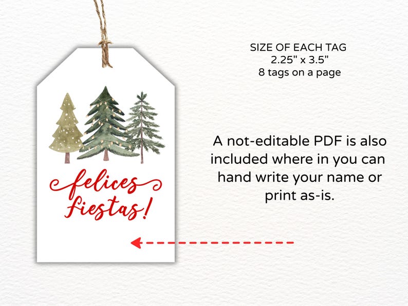 Felices Fiestas Gift Tags Printable / Spanish Christmas Gift Tags ...