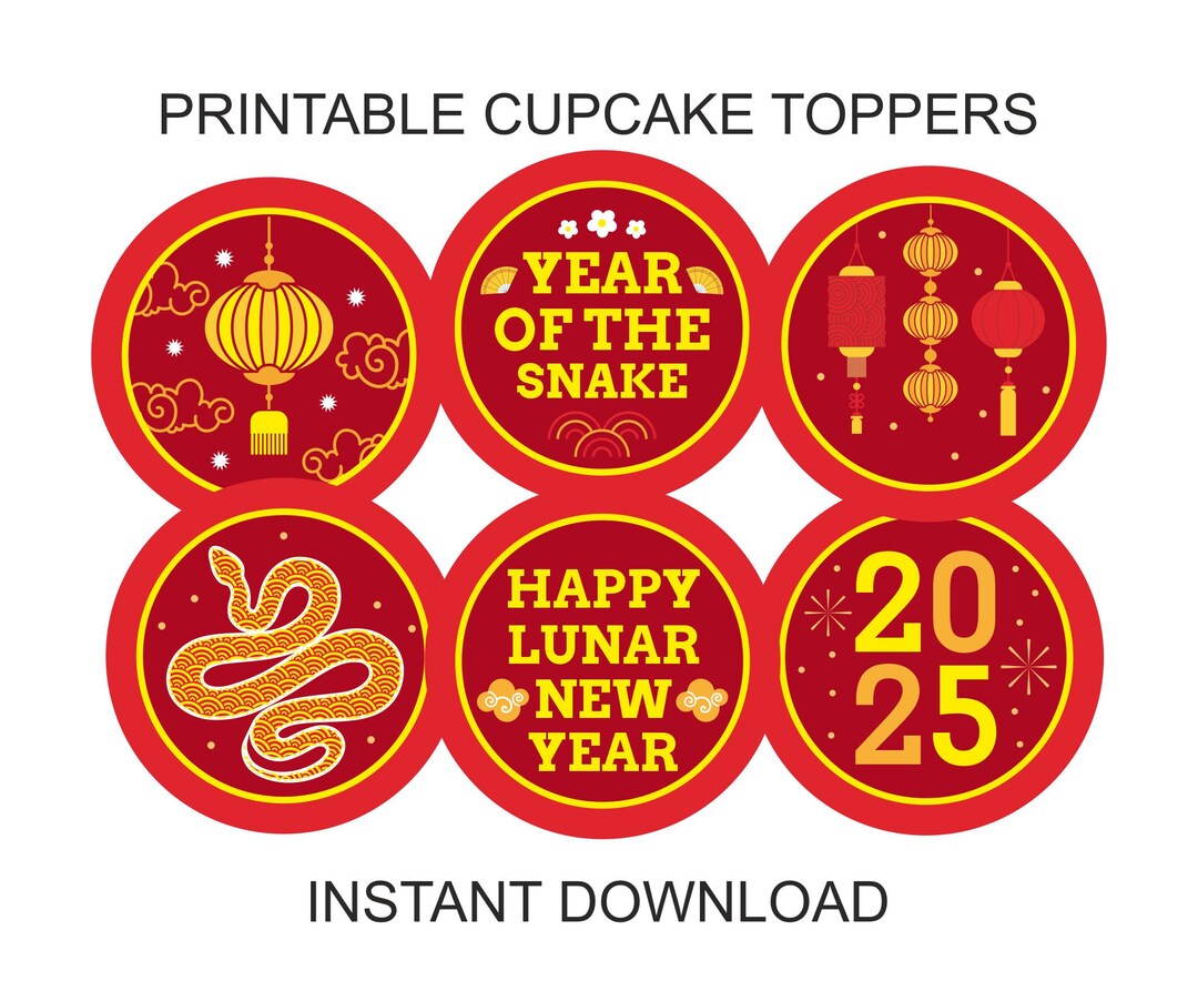 Lunar New Year Cupcake Toppers Printable / Lunar New Year Topper ...