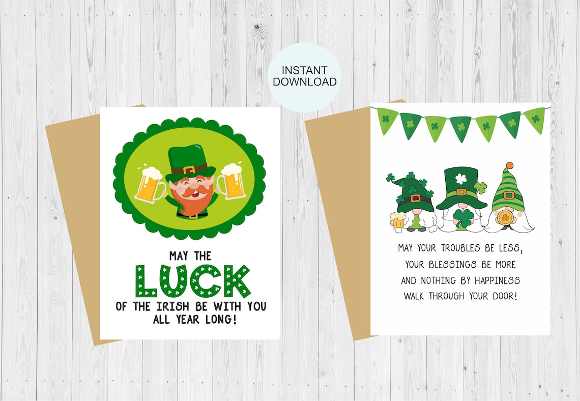 St Patricks Day Card Set Printable / St Patrick's Day - Etsy