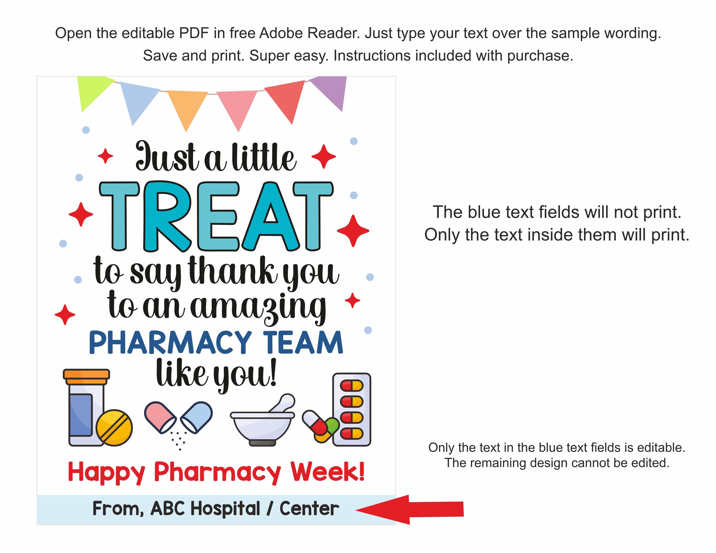 Editable Pharmacy Week Sign Printable / Pharmacy Week Treat Sign ...