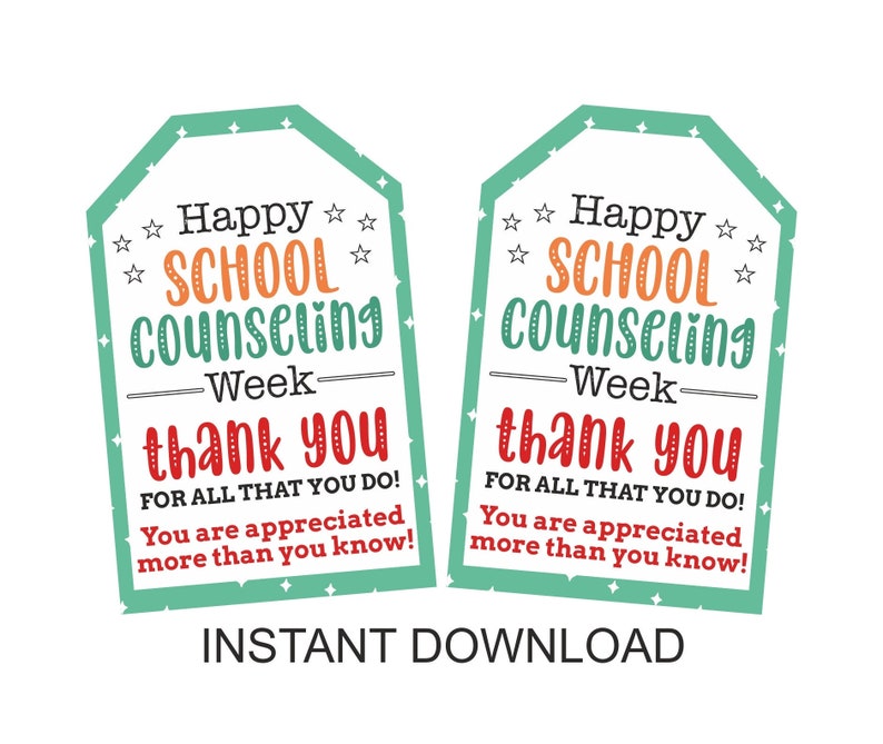 School Counselor Thank You Tags Printable / School Counselor - Etsy
