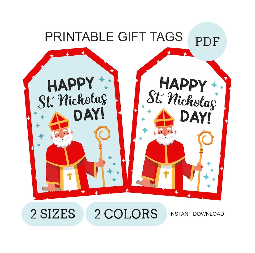 St Nicholas Day Gift Tags Printable / Saint Nicholas Day Gifts / St ...