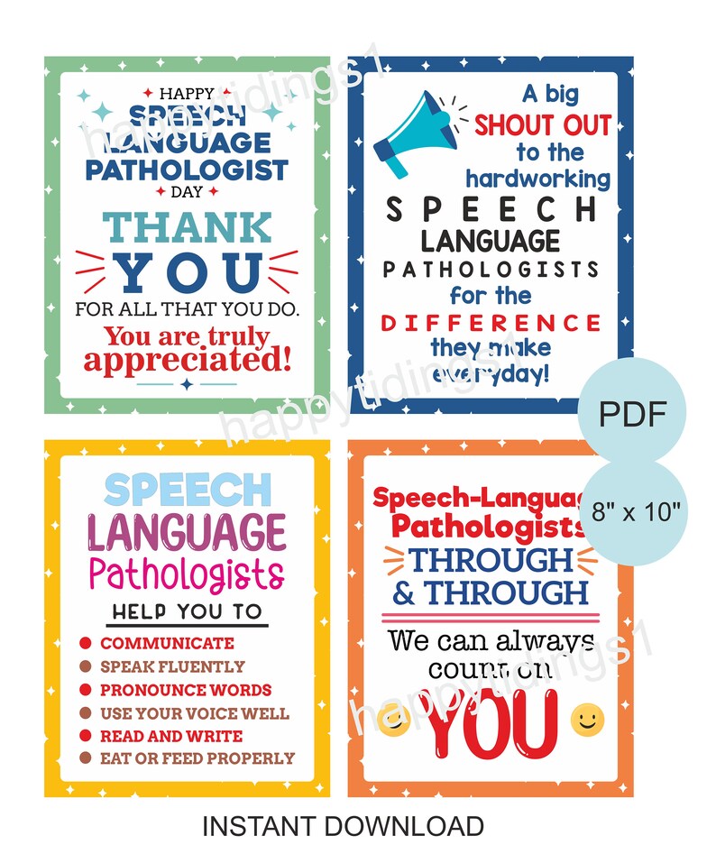 SLP Day Poster Set of 7 Printable / SLP Day Sign / SLP Appreciation ...
