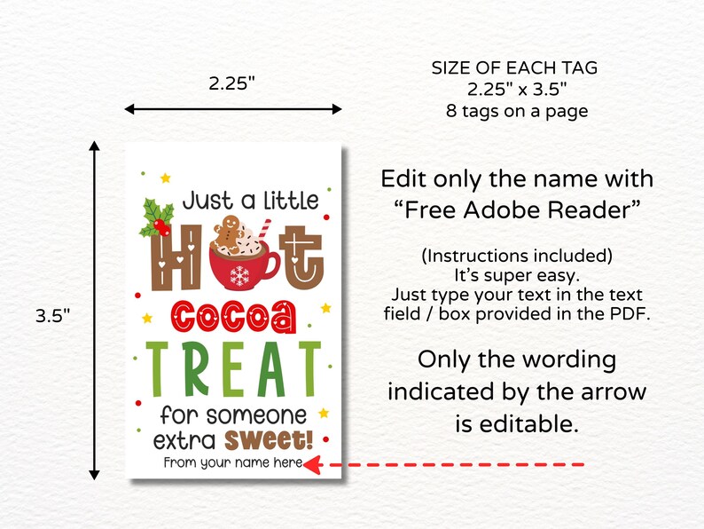 Holiday Hot Chocolate Tag Printable / Christmas Hot Chocolate Tag ...