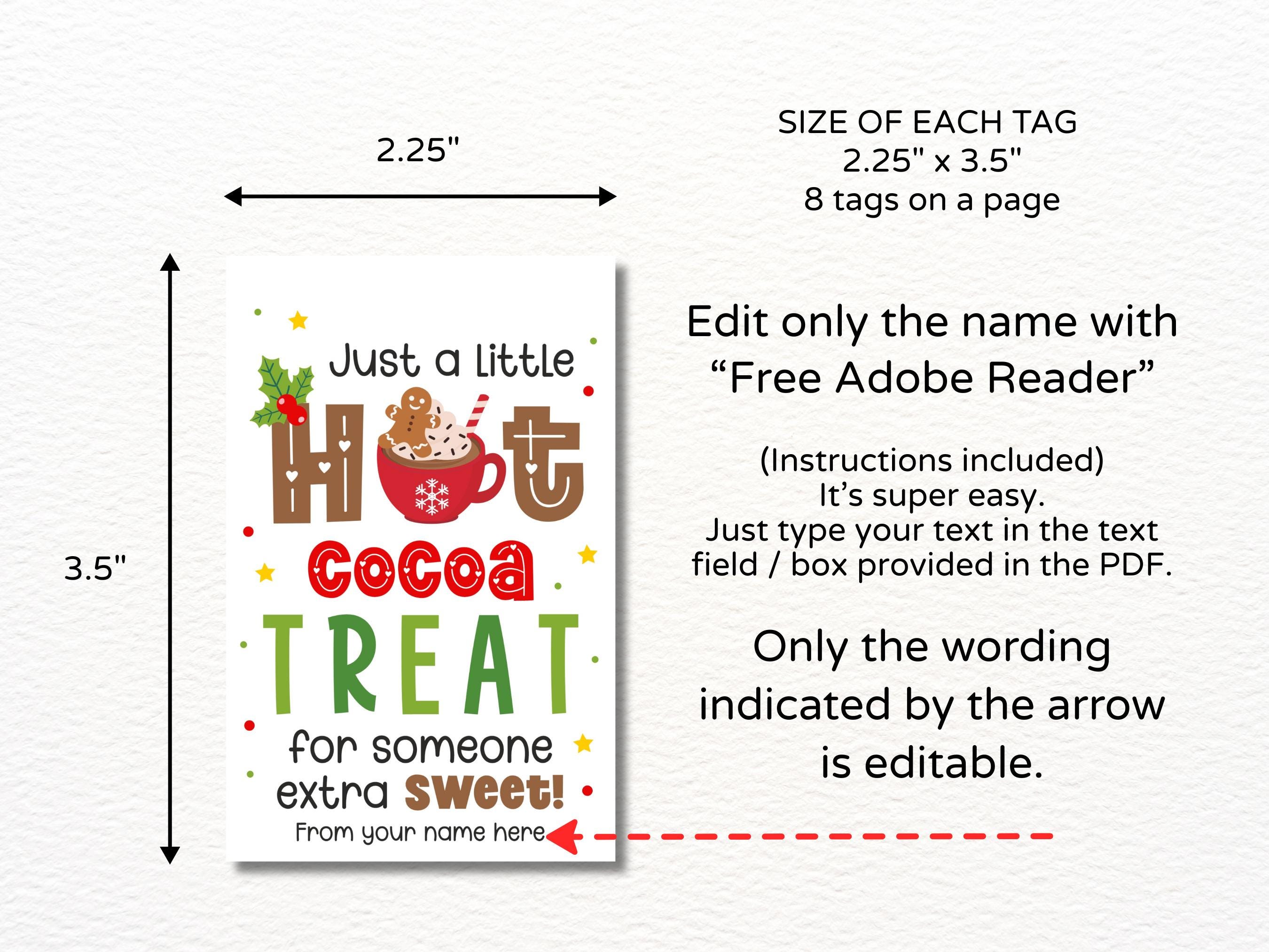 Holiday Hot Chocolate Tag Printable / Christmas Hot Chocolate Tag ...