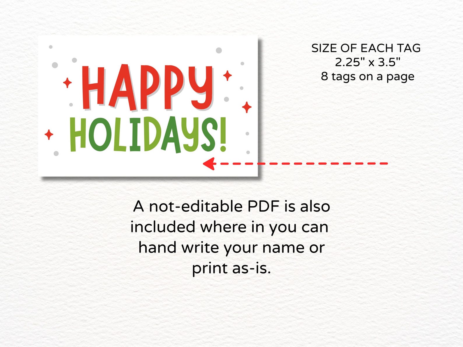 Happy Holidays Tags Printable / Printable Holiday Tag / Happy Holidays ...