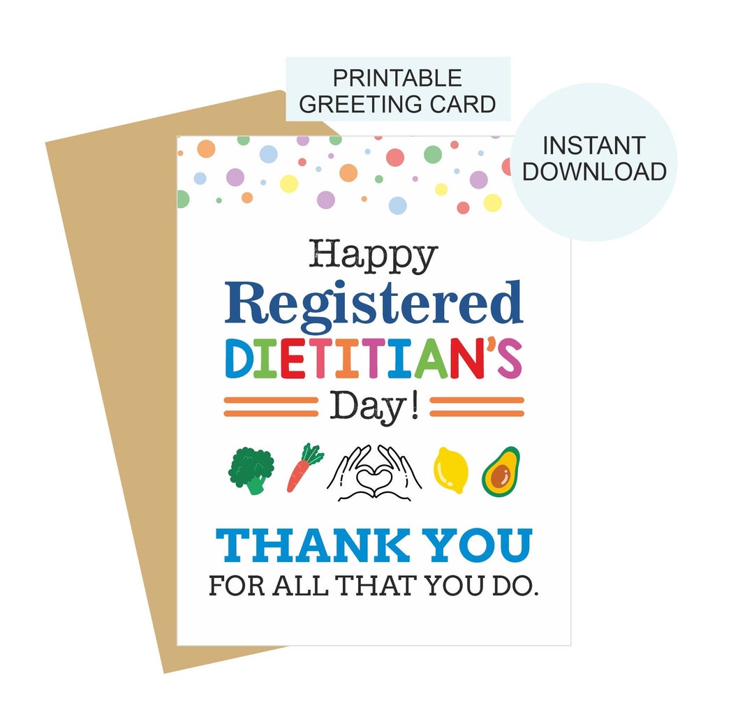 Dietitian Day Card Printable / Dietitian Card / Registered Dietitian ...