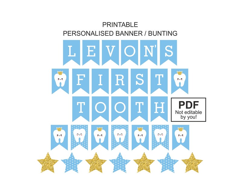 Personalised First Tooth Banner Printable / Personalized First Tooth ...